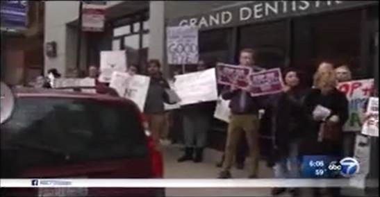 3.6.17 - Protest coverage - WLS ABC evening news screen shot - DCCC